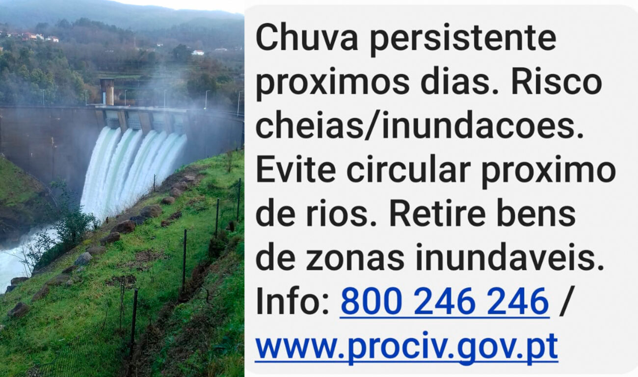 Proteção Civil alerta por SMS para chuva intensa e risco de cheias nos ...