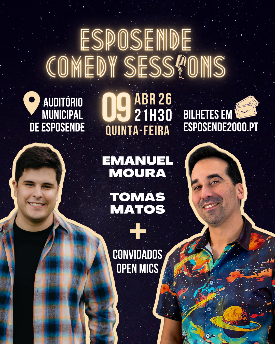 Esposende Comedy Sessions regressa esta noite com Emanuel Moura e Tomás ...